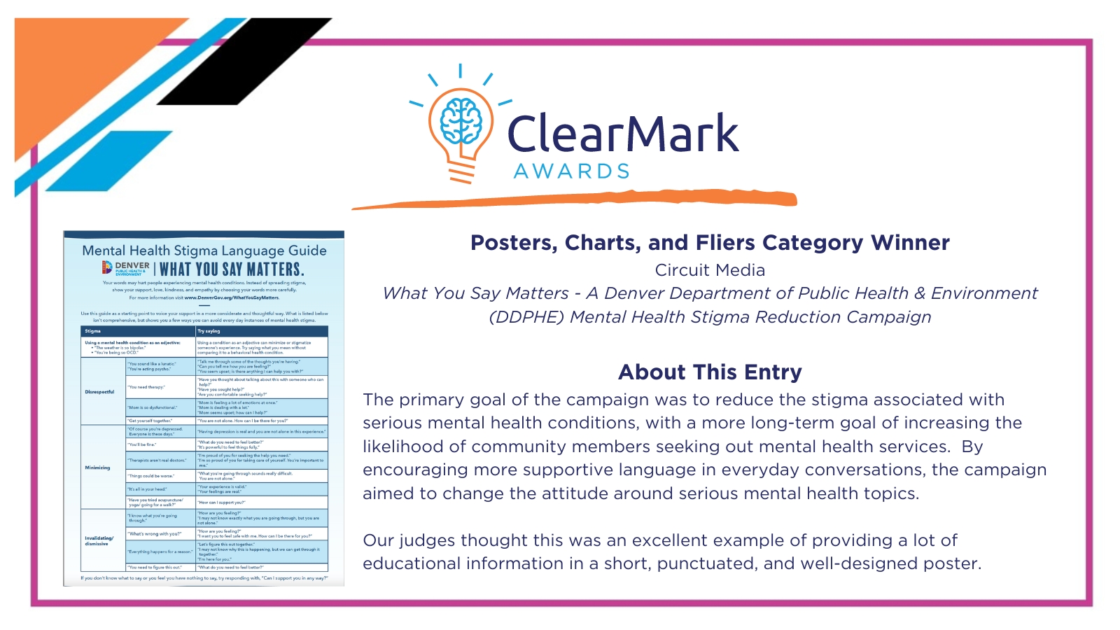 2023 ClearMark Awards - Center for Plain Language